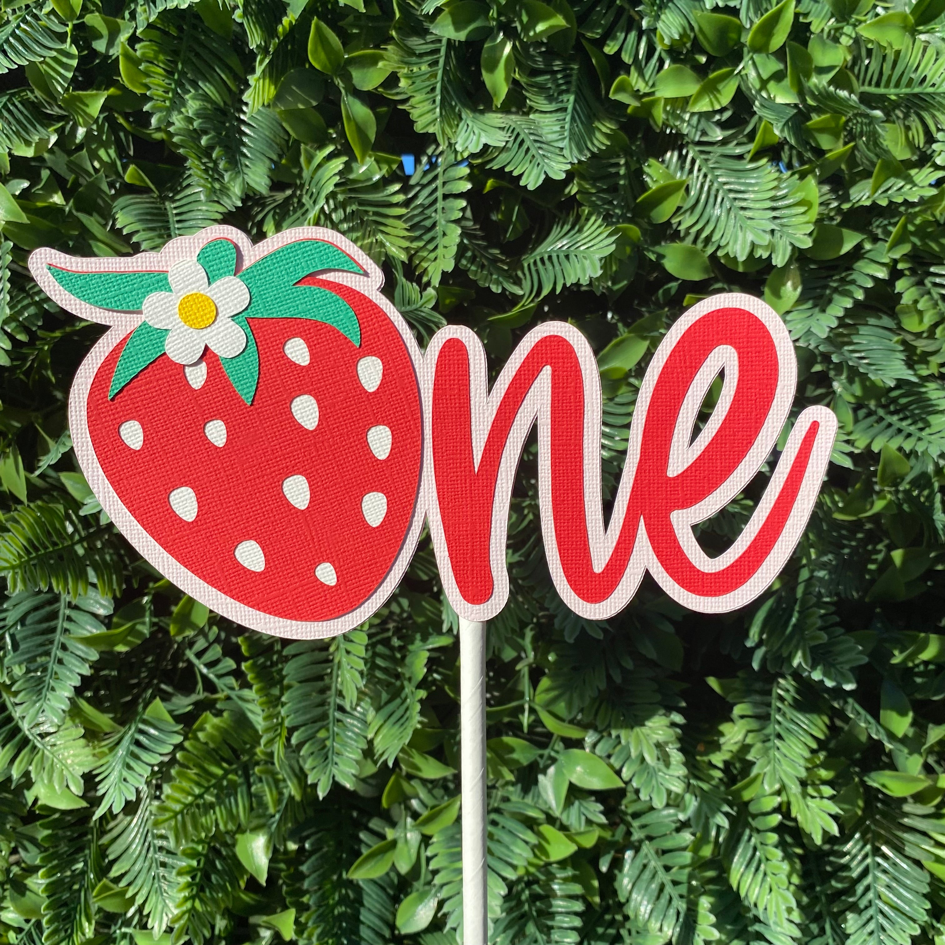 Strawberry Number One Cake Topper – Handcrafted by Bel
