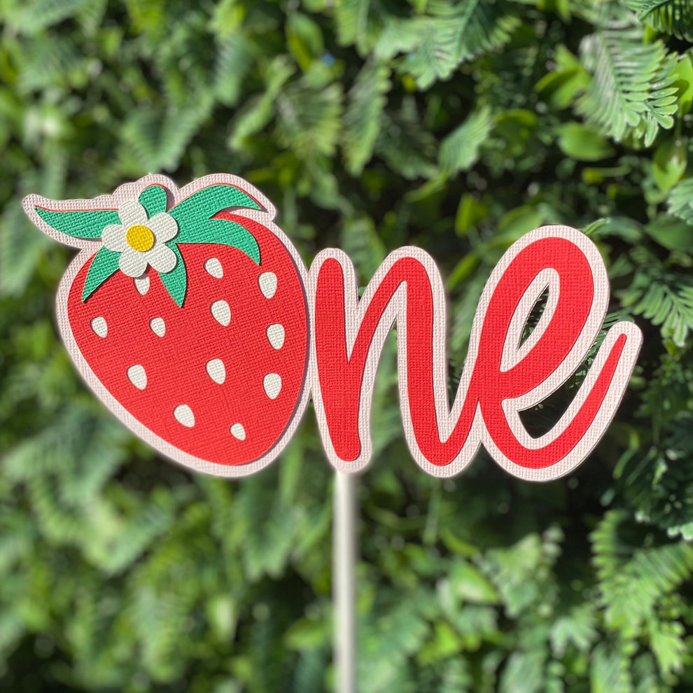 Strawberry Number One Cake Topper – Handcrafted by Bel