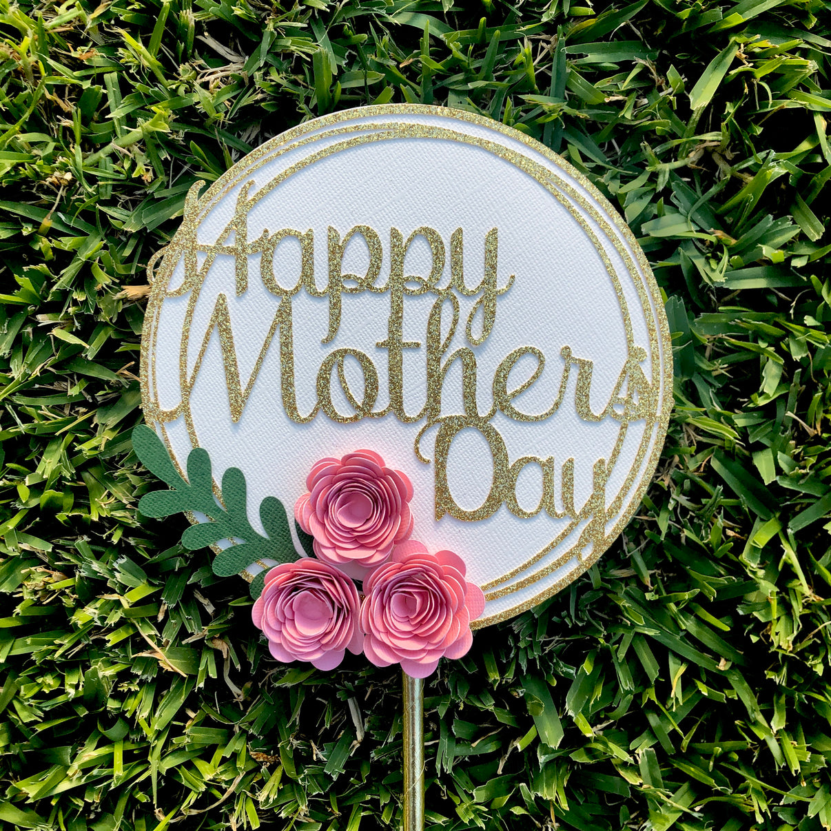 Happy Mothers Day Flower Cake Topper – Handcrafted by Bel