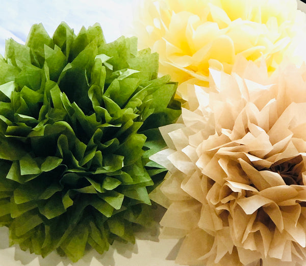 Nature Inspired Tissue Paper Pom Pom Sets – Handcrafted by Bel