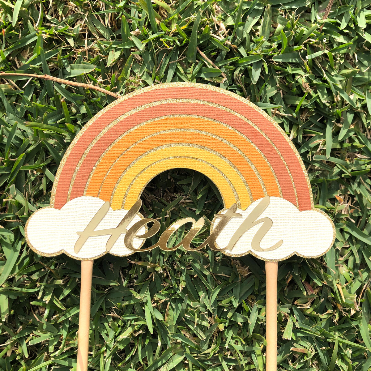 Boho Rainbow Cake Topper - Personalised | Rainbow Party Supplies ...