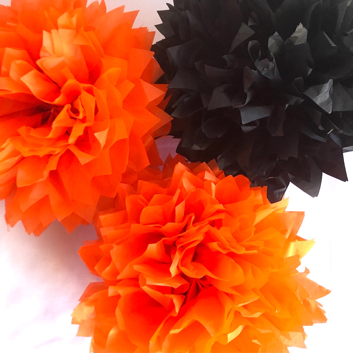 Black and Orange Tissue Paper Pom Pom Set | Custom Decor ...
